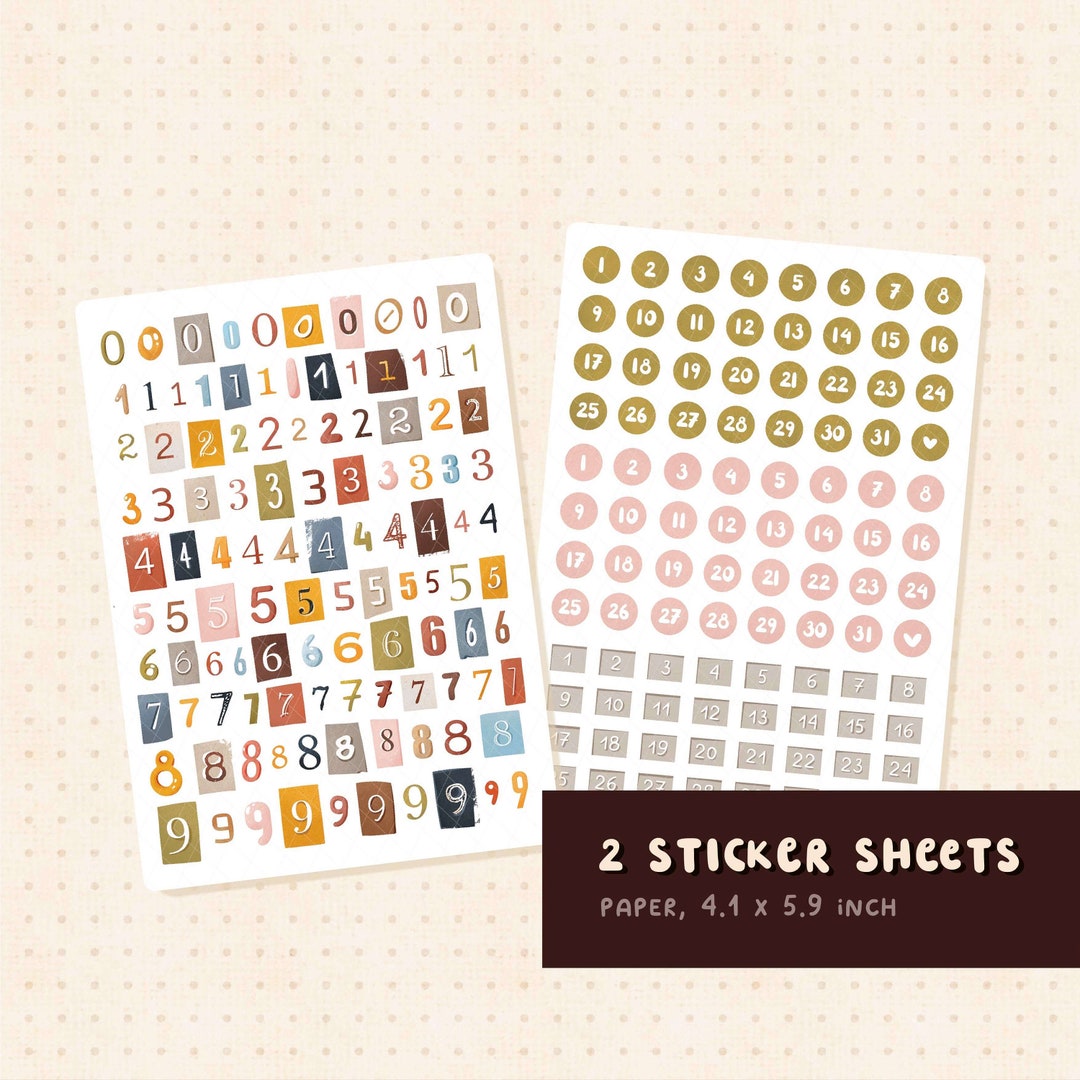 Numbers Sticker Sheets, Bujo and Crafts Stickers ,author's Stationery ...