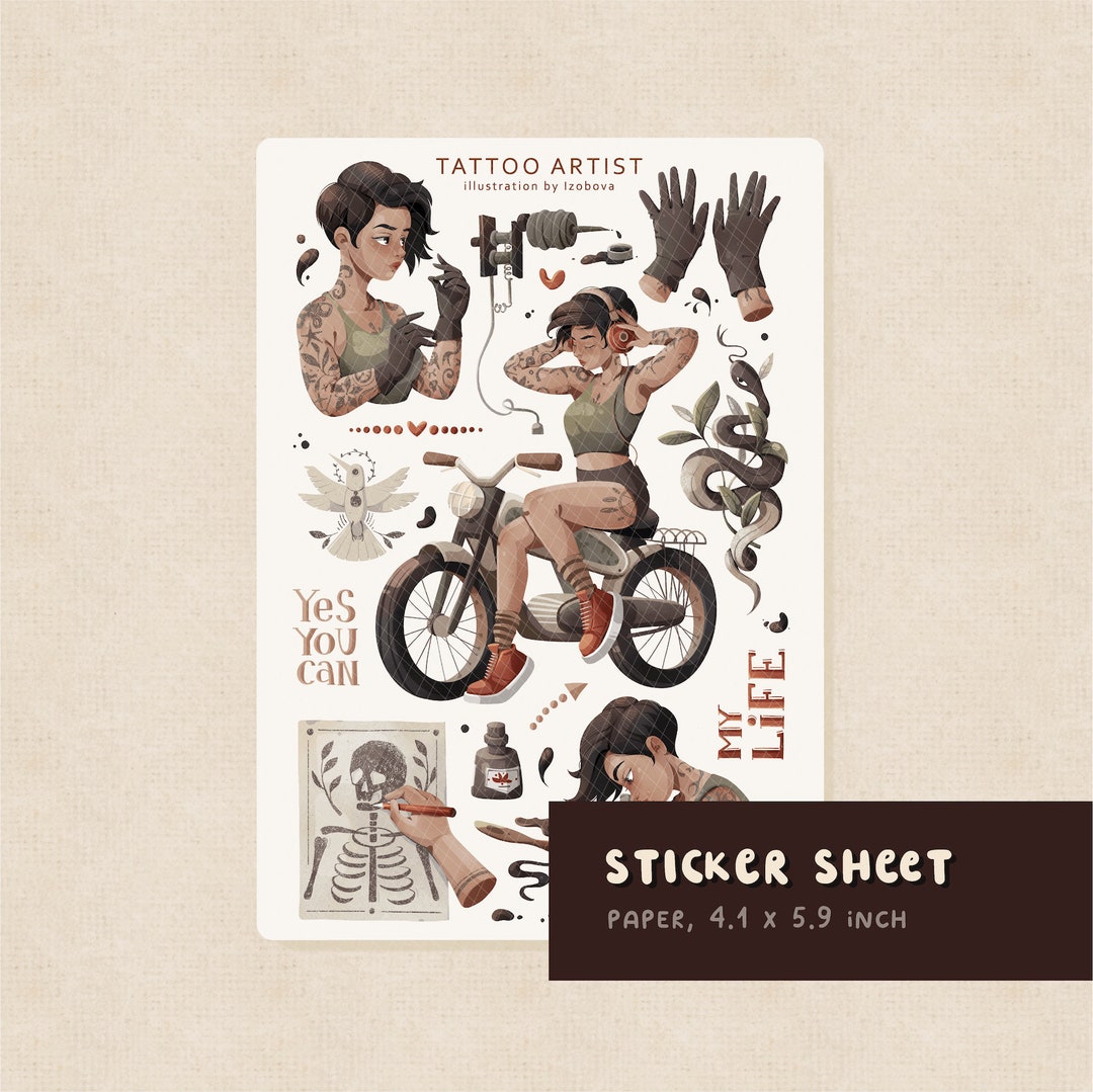 Tattoo Artist Sticker Sheet Feminist Stickers Artist Handmade ...