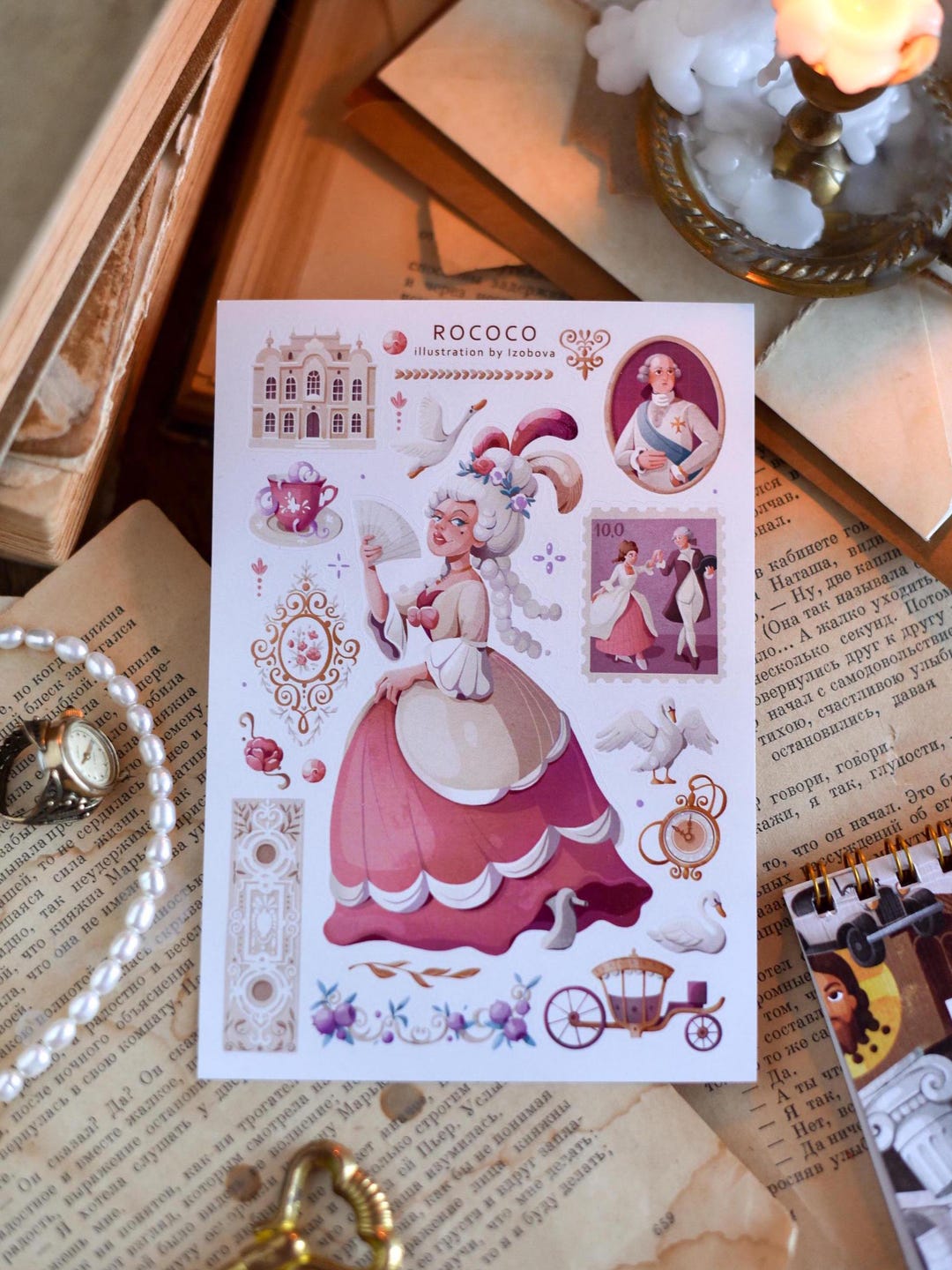 Sticker Sheet Rococo Marie Antoinette | These Stickers Are Drawn as ...