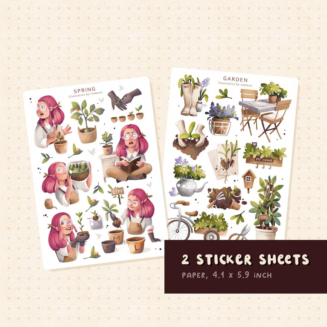Garden Sticker Sheets Bullet Journal Spring Flower Stationery Mother’s ...