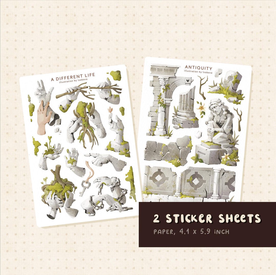 Antiquity & Nature Sticker Sheet: Gray Green Bujo Stickers - Etsy