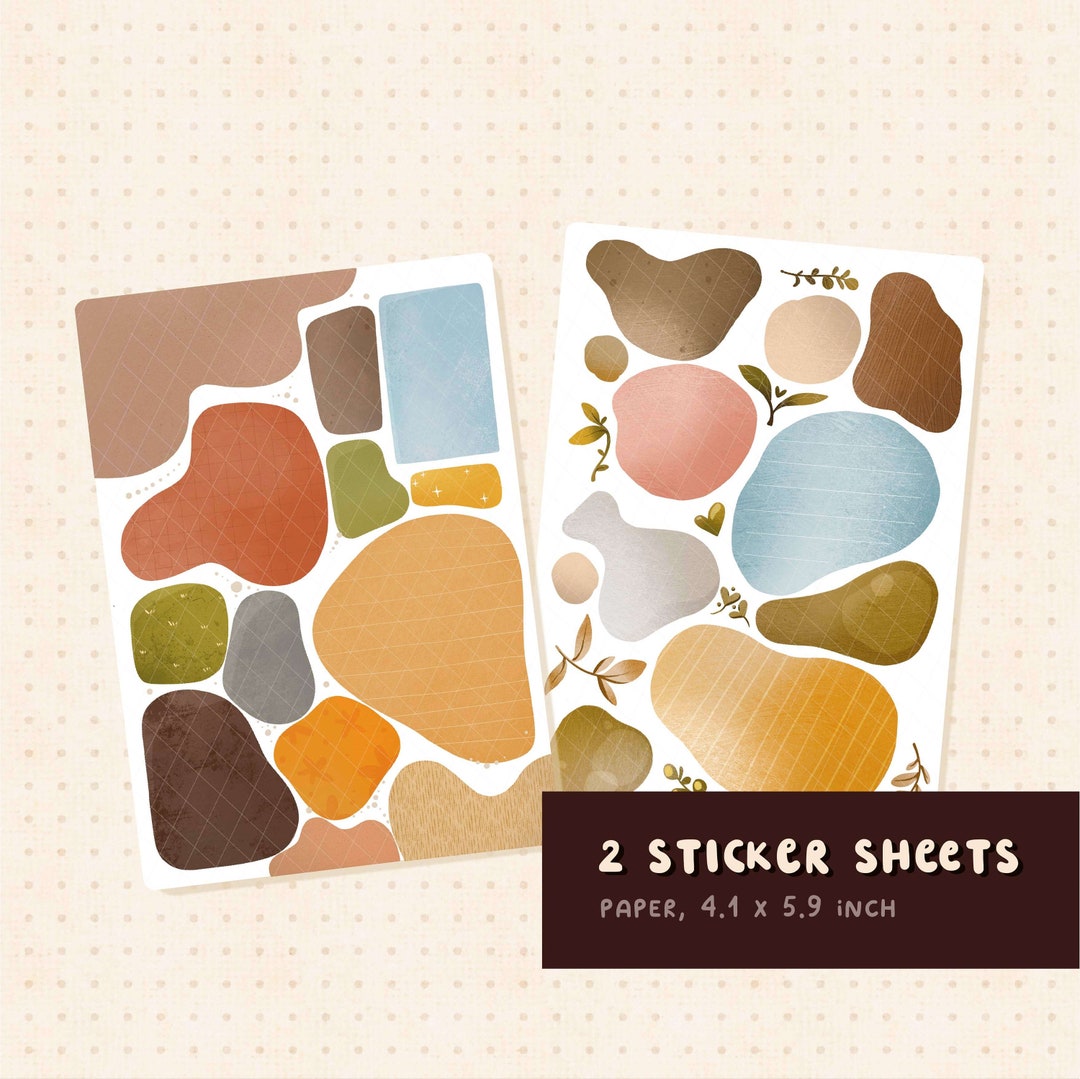 Abstract Shape Stickers, Organic Shape Sticker Sheet, Colorful Journal ...