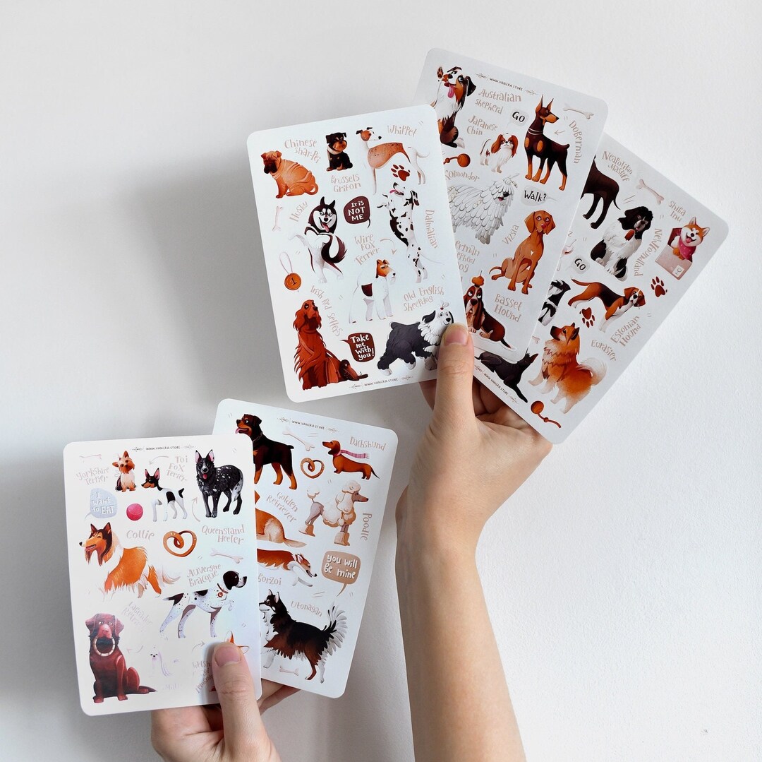Pet Sticker Pack 120 Pcs Dog Breeds Bujo Sticker Sheets Dog Lover Gift ...