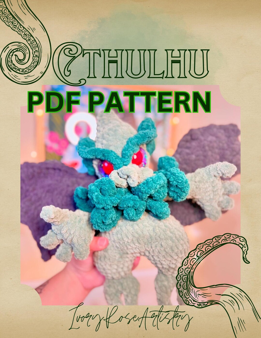 Cthulhu - PDF Crochet Pattern - Cryptids and Mythics - Halloween ...