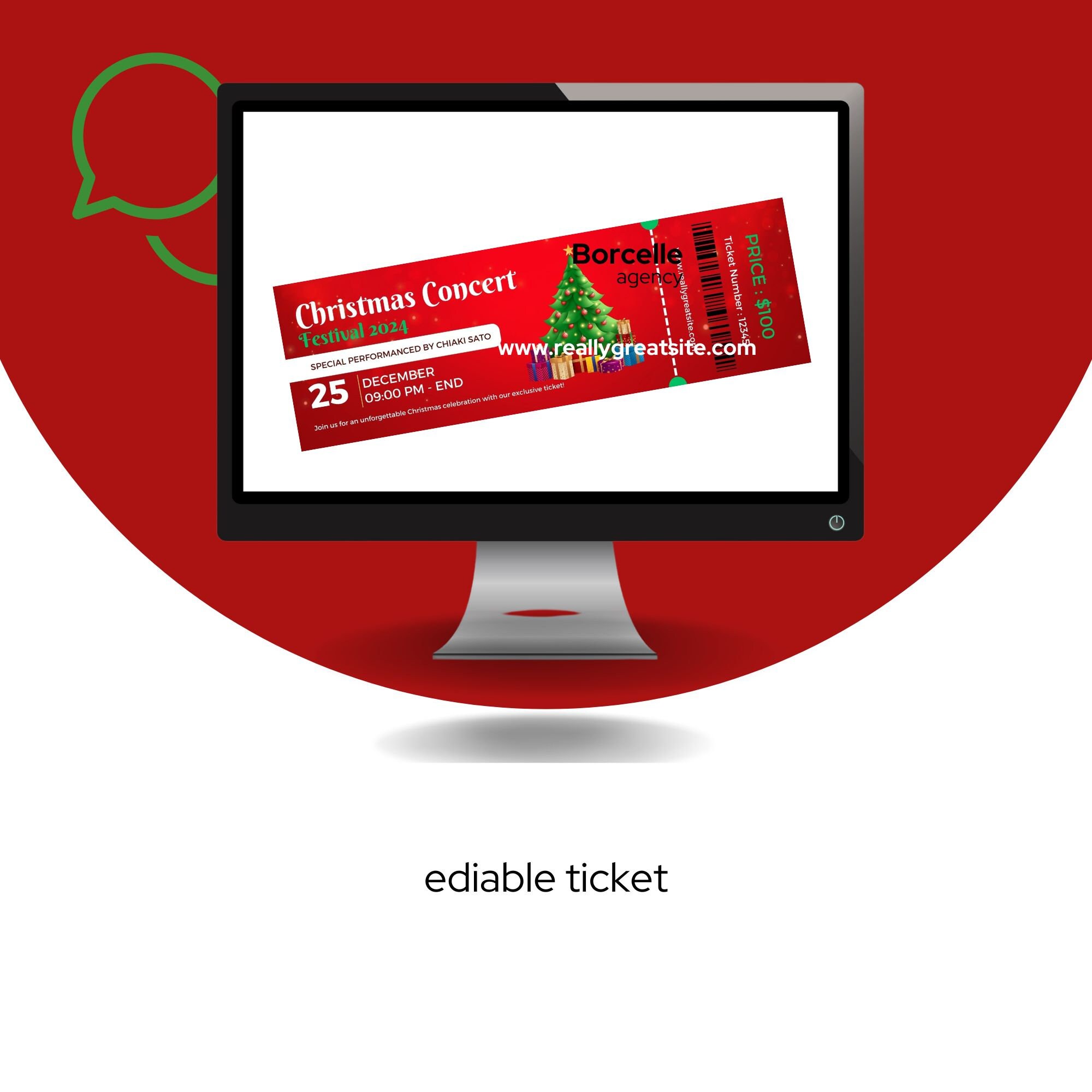 Christmas Concert Ticket Template, Editable Event Ticket Canva Template ...