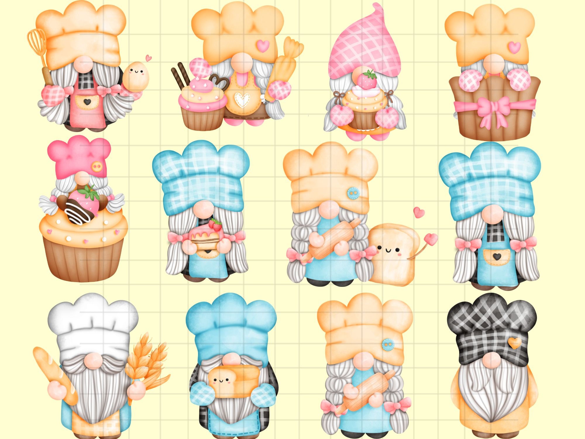 Baker Gnome SVG Gnome Bakery Digital Stamps Kitchen Gnomes Clipart ...