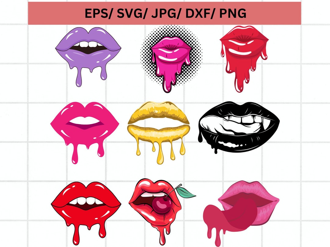 Labios svg paquete Labios png paquete Beso svg Labios - Etsy México