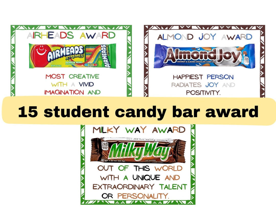 15 Students Candy Bar Award Certificate/candy Award - Etsy