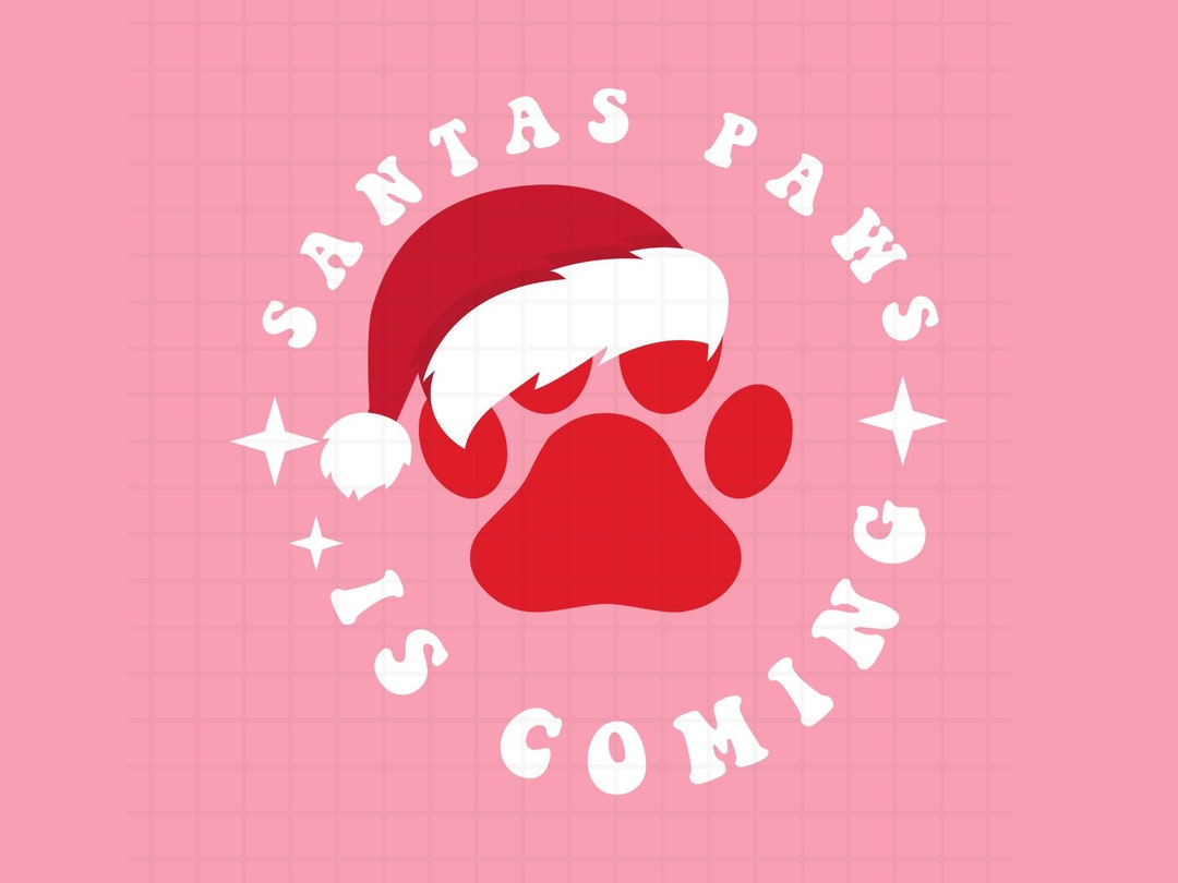Santa Paws Cute Puppy Wearing Santa Claus Hat Christmas Greetings Santa ...
