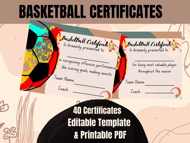 Editable Basketball Award Certificates, Award Ceremony Certificate, End ...