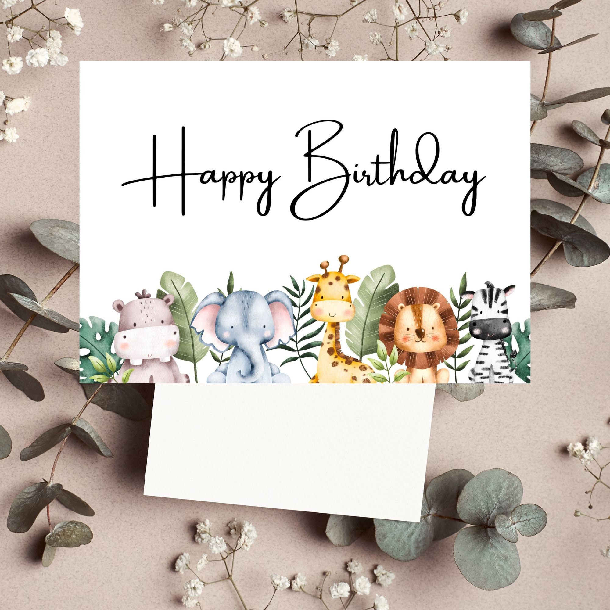 Printable Safari Jungle Animals Birthday Card for Son - Etsy