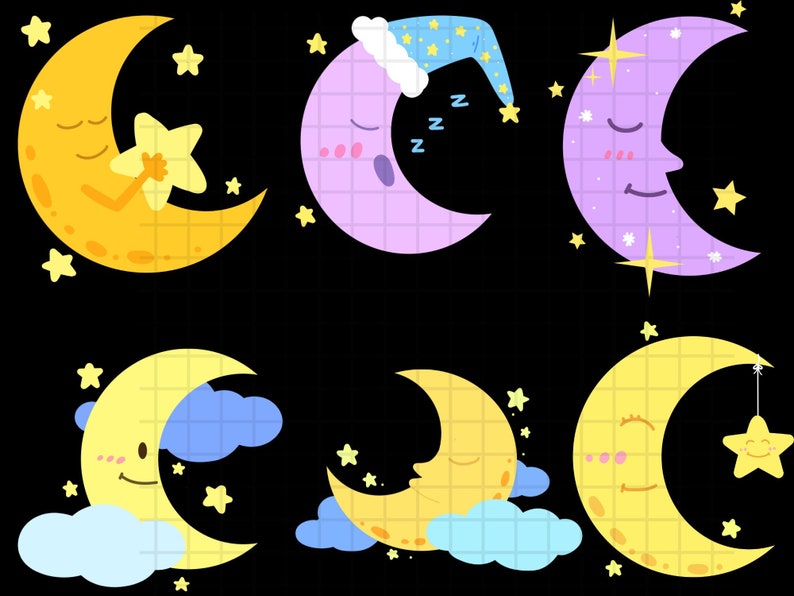 Moon Clipart Good Night SVG Moon PNG Sweet Dreams Planet - Etsy