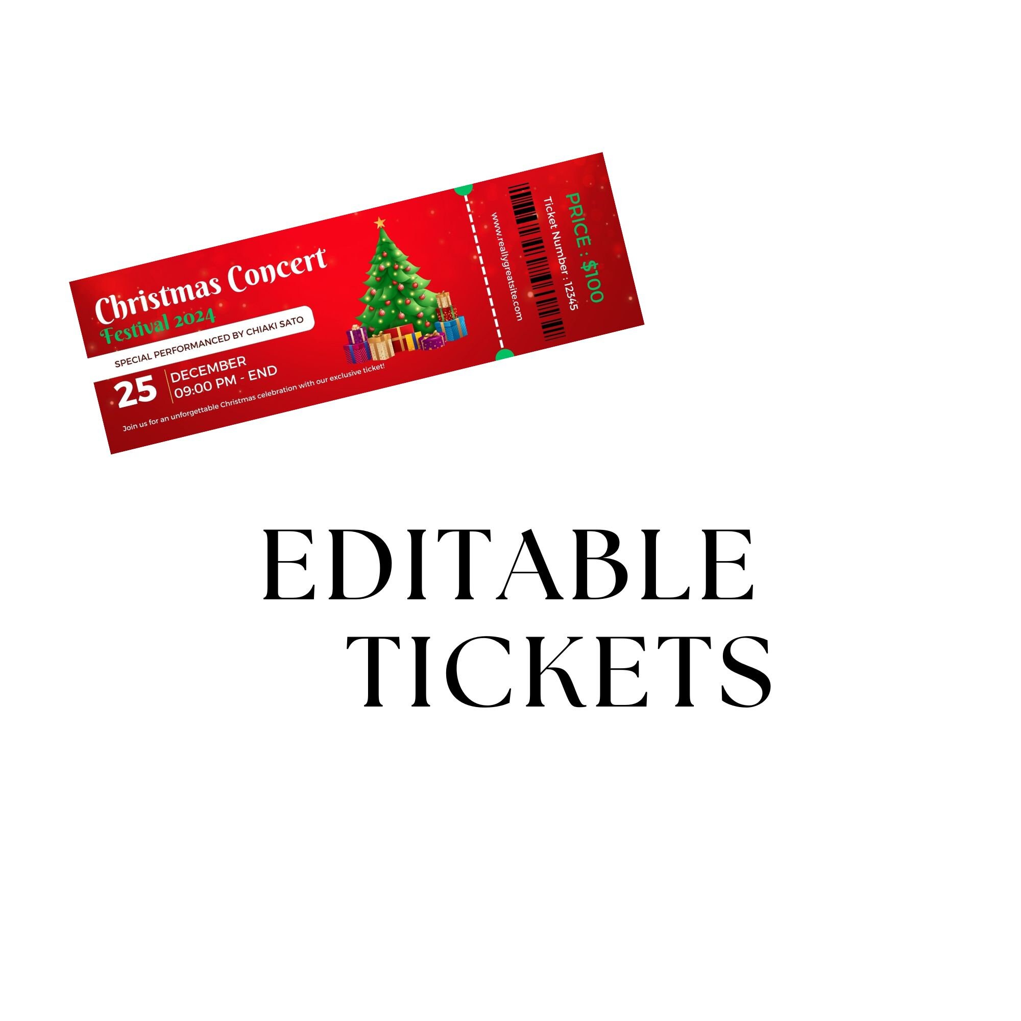 Christmas Concert Ticket Template, Editable Event Ticket Canva Template ...