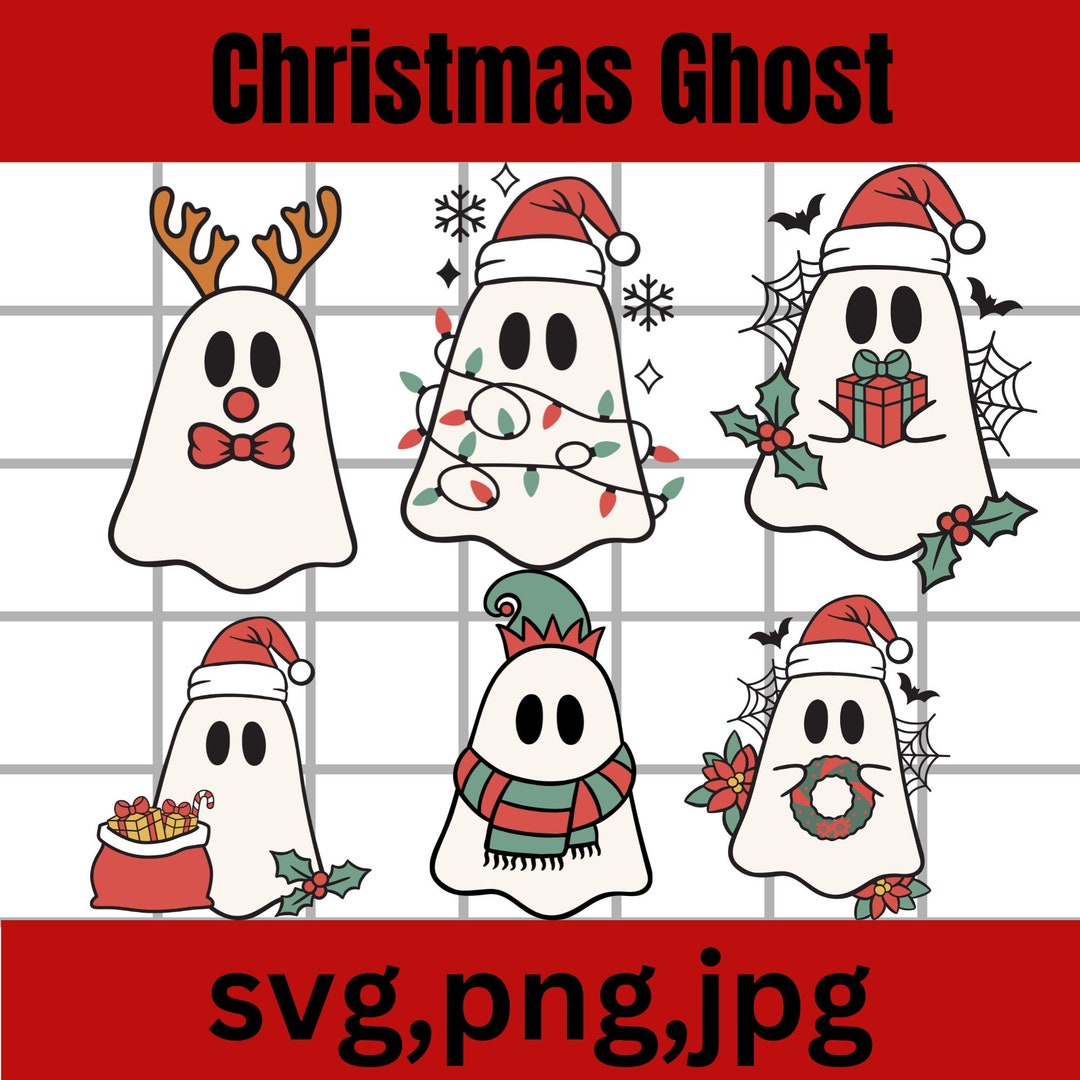 Cute Christmas Ghost Svg Bundle Santa Ghost Svg Christmas - Etsy UK