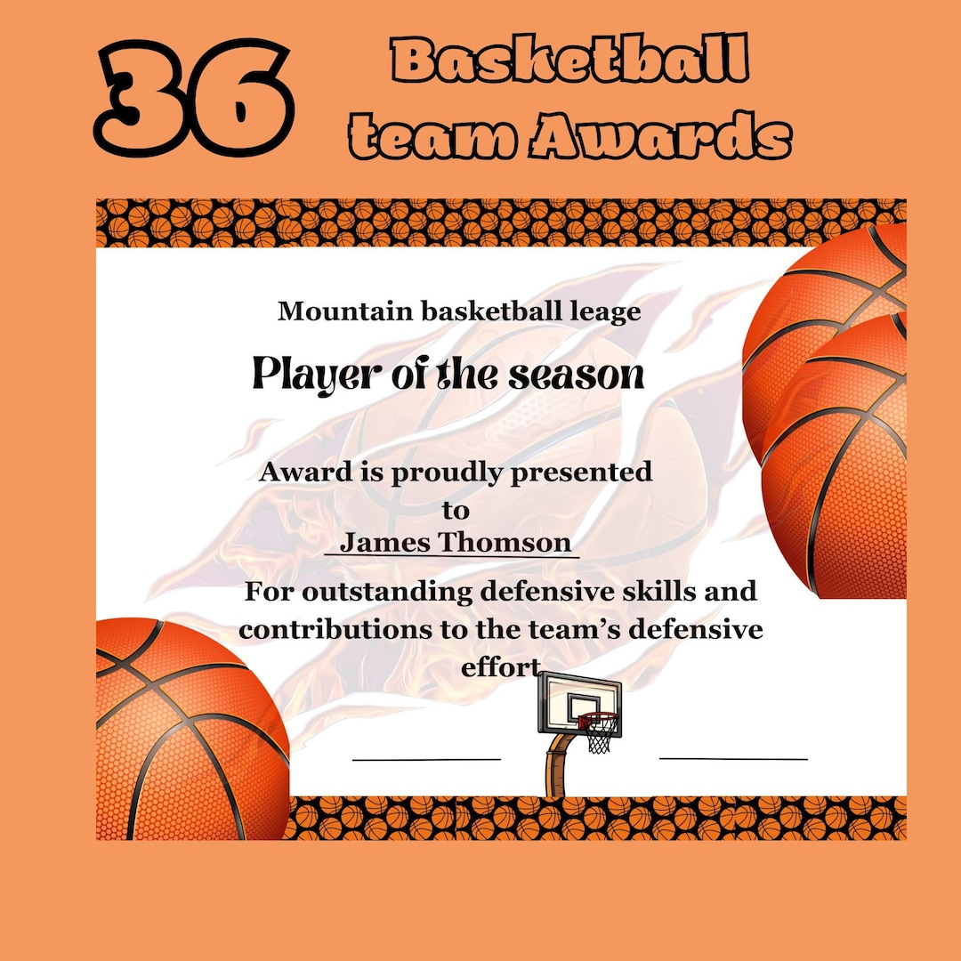 Basketball Awards Certificates , End of Season Certificates ,editable ...