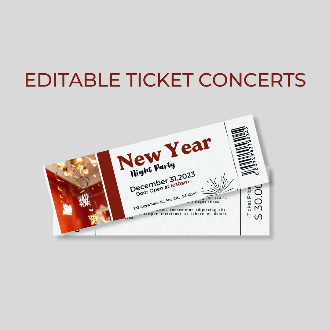 Editable Concert Ticket Template, Custom Concert Ticket Gift, DIY Event Ticket, Surprise ...