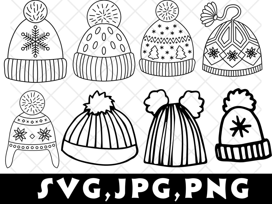 Winter Hats Svg Bundle Santa Hat Clip Art Santa Hats Svg Christmas Svg ...