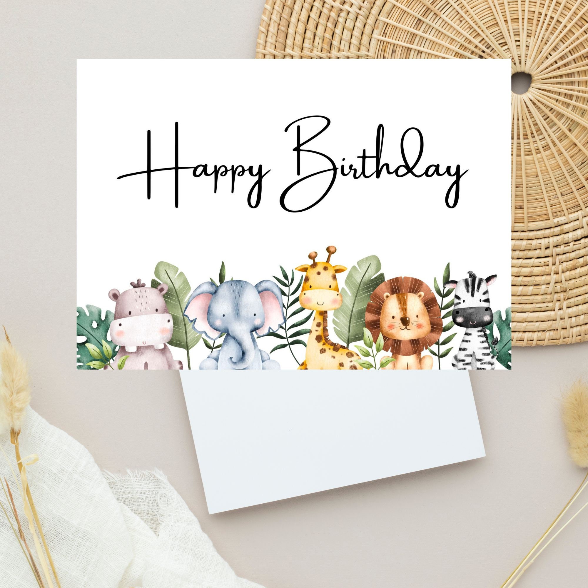 Printable Safari Jungle Animals Birthday Card for Son - Etsy