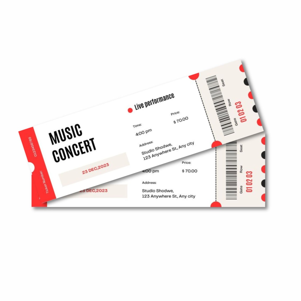 Editable Concert Ticket Template Custom Concert Ticket Gift - Etsy
