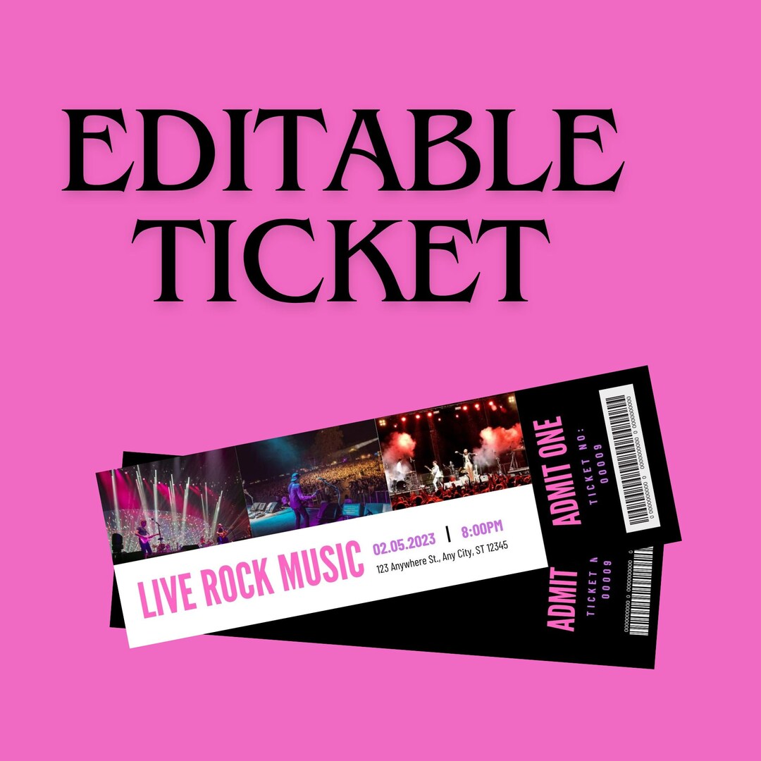 Editable Concert Ticket Template Custom Concert Ticket Gift - Etsy