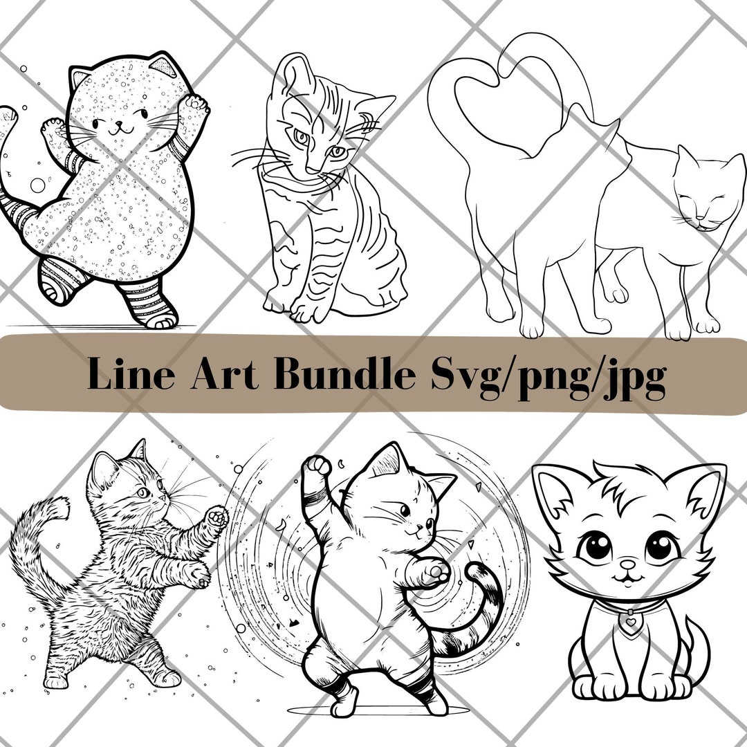 Cats Line Drawing Art, Cat Line Art Bundle, Minimalist Line Art ...