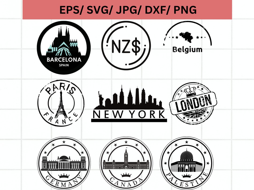 Countries Svg Bundle /Usa Svg /Germany Svg /Countries Stamp Svg/ All In ...