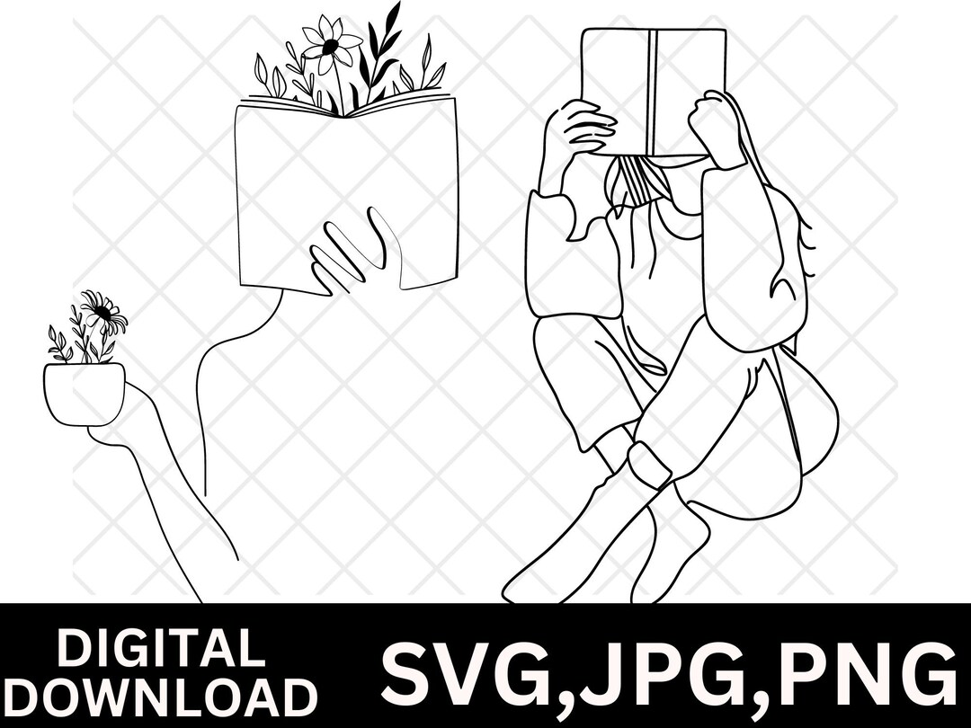Woman Reading Book Line Art SVG Female Body Line Art SVG Inspiration ...