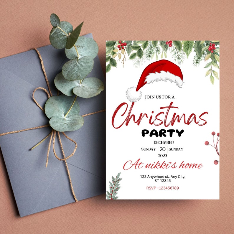 Editable Christmas Party Invitation Christmas Party Invite Christmas ...