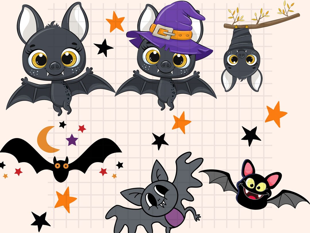 Cute Halloween Bats Bundle PNG SVG T-shirt Halloween Bats - Etsy