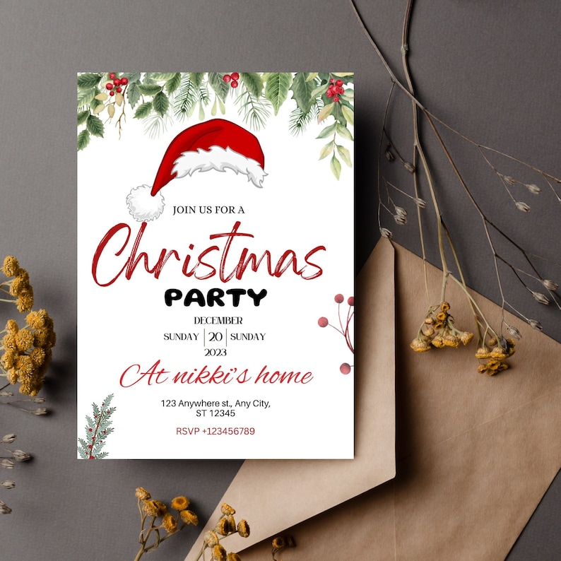 Editable Christmas Party Invitation Christmas Party Invite Christmas ...