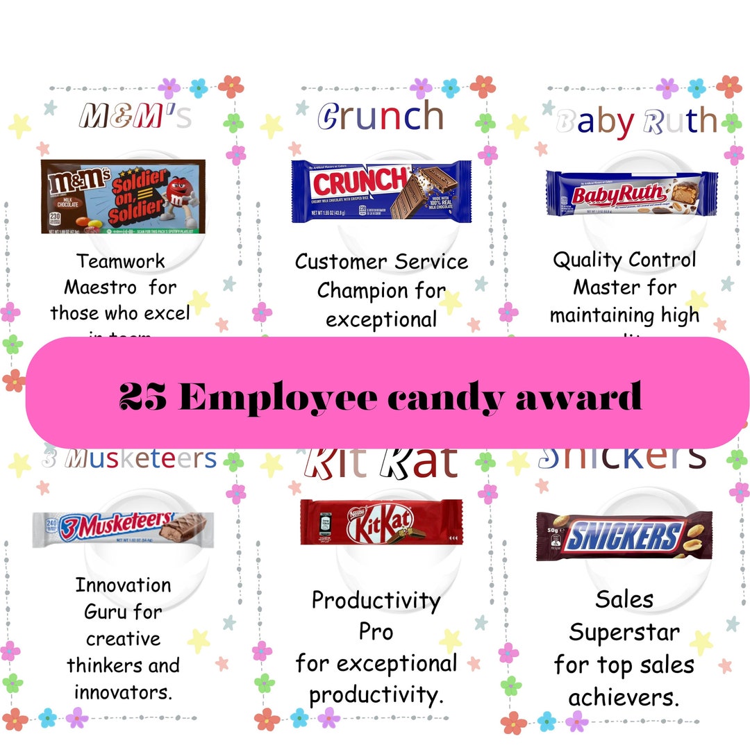 25 Employee Candy Bar Awards Employee Candy Bar Certificates Co Worker ...