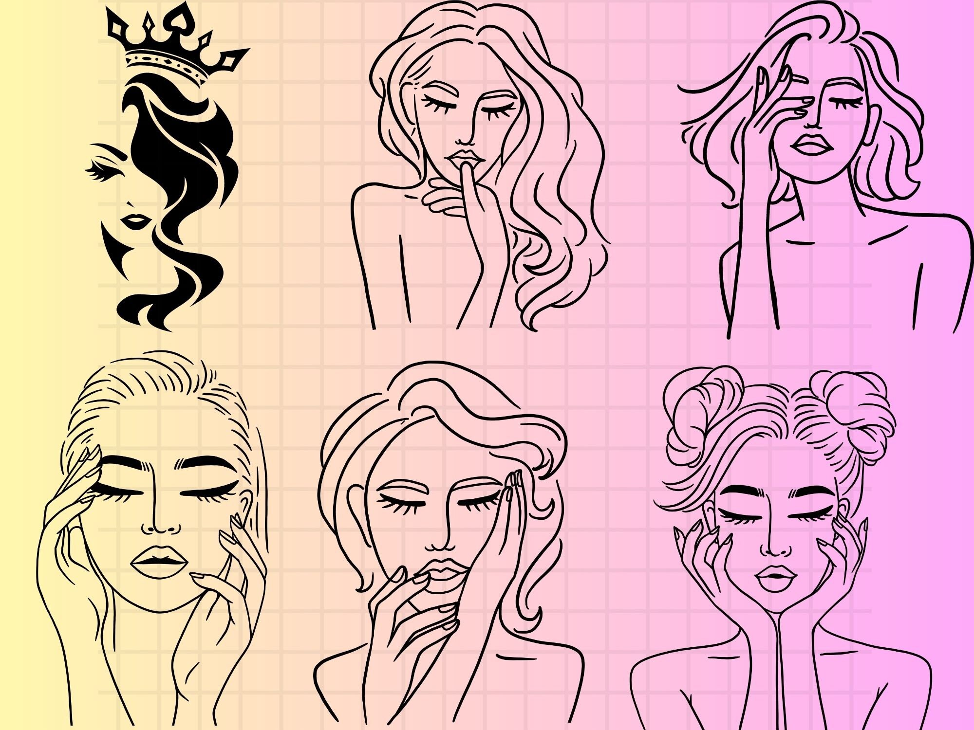 Beauty Face Svg Woman Beauty Human Face Svg Glamour Lady - Etsy