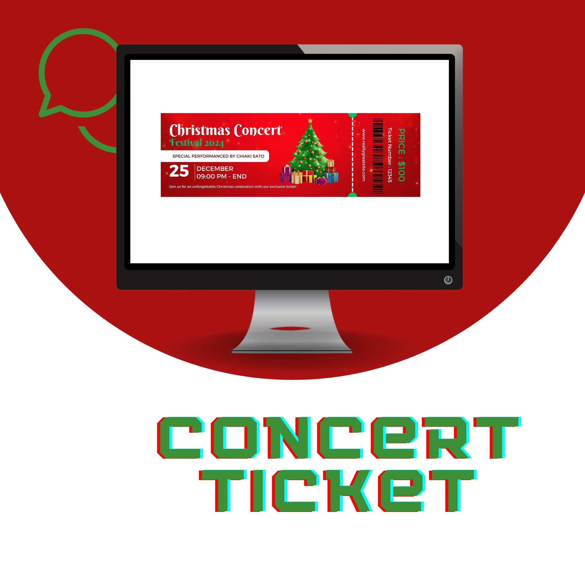 Christmas Concert Ticket Template, Editable Event Ticket Canva Template ...