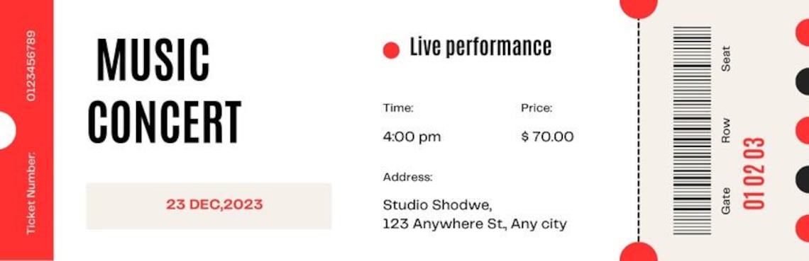 Editable Concert Ticket Template Custom Concert Ticket Gift - Etsy