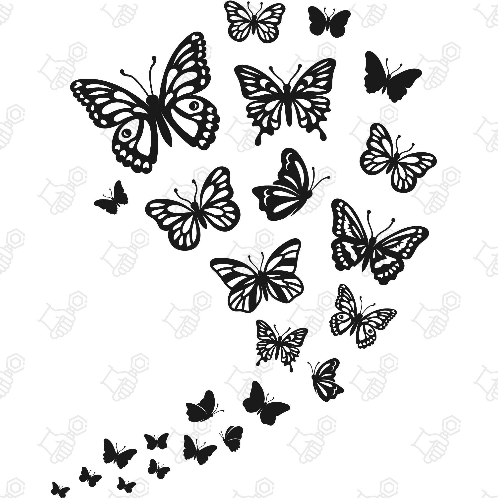 Flying Butterflies Svg Bundle Butterfly Silhouette Design Layout