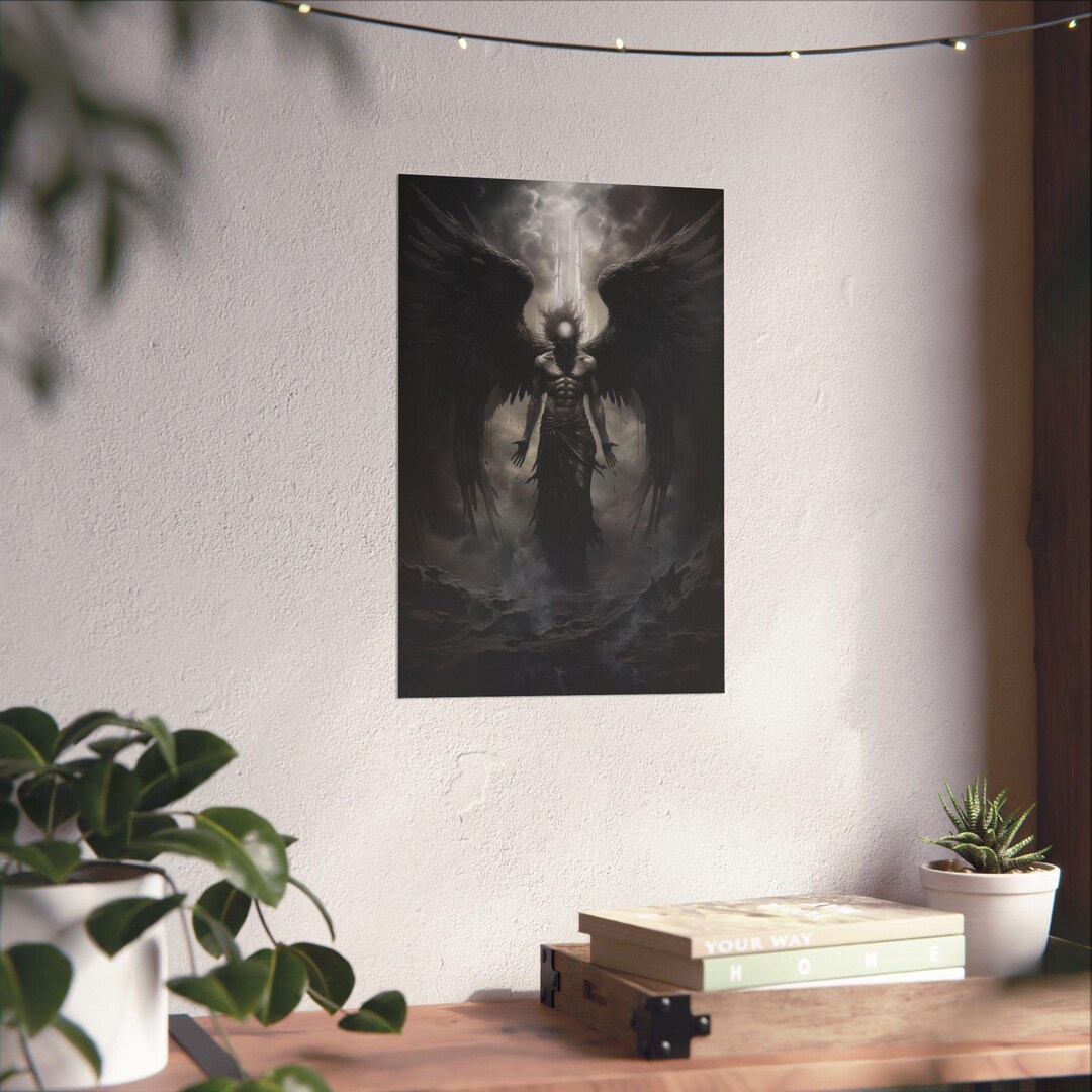 Eternal Contrasts Dark Angel Poster Gothic Fantasy Wall Art Black Wings ...