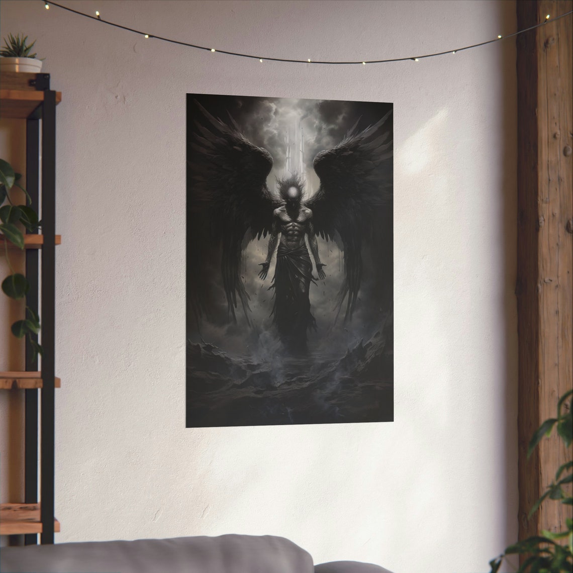 Dark Angel Poster, Dark Art Poster, Religious Poster, Black Wings ...