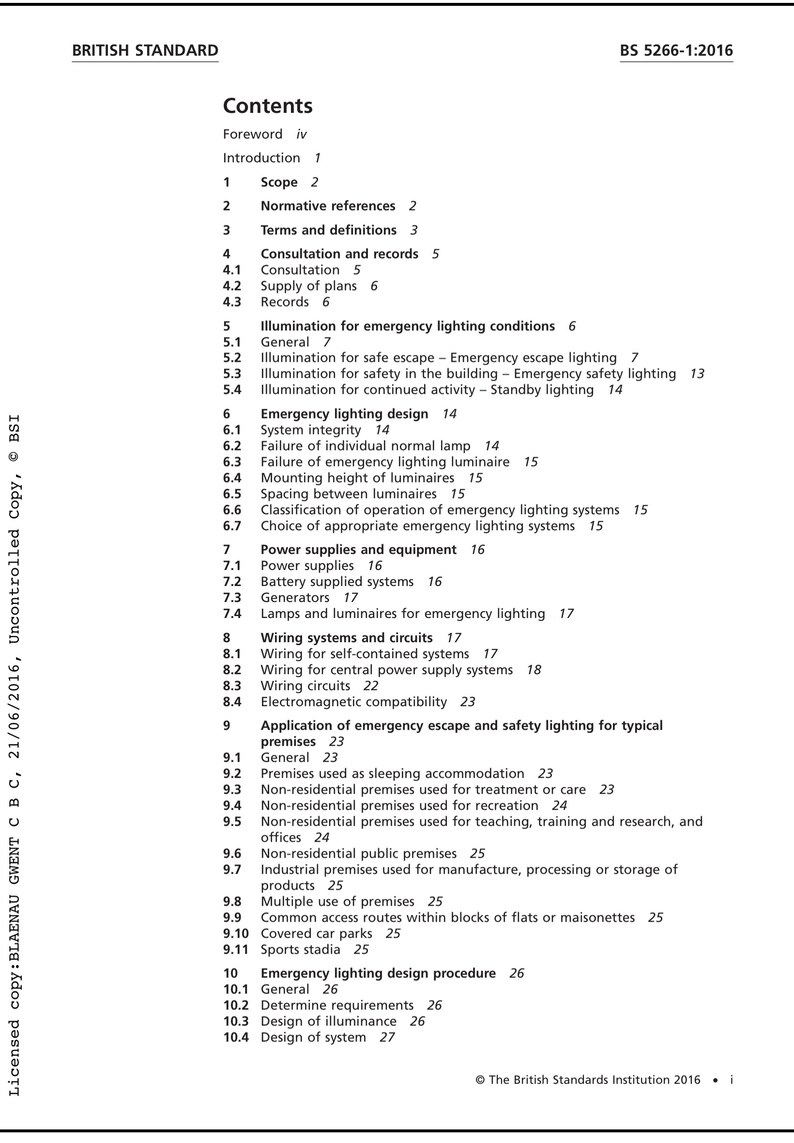 Emergency Lighting – Part 1: Code of Practice for the Emergency ...