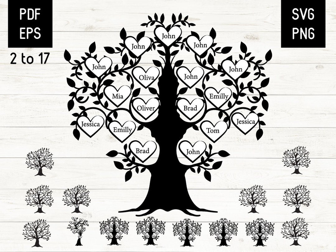 Custom Heart Family Tree Svg Bundle, Family Tree Branch, Heart Tree Svg ...