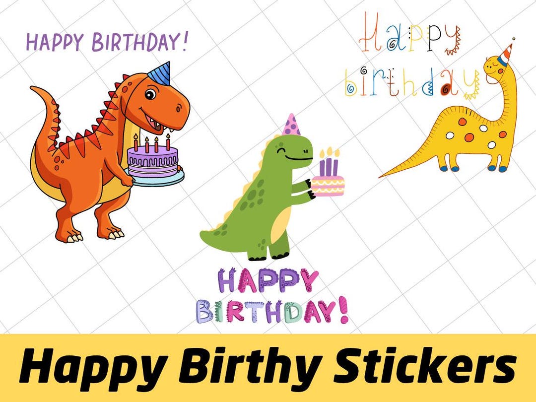 Dinosaur Birthday Stickers, Dinosaur Birthday Party, Dinosaur Stickers ...