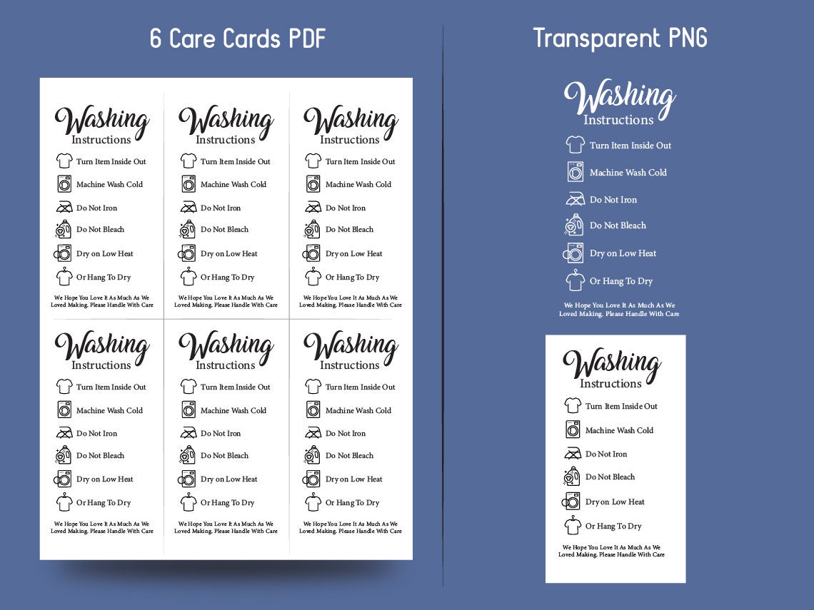 Washing Instructions Labels, PDF PNG Washing Care Card, Washing ...