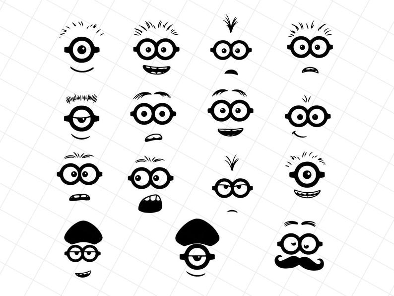 15 Minion Face Svg Bundle Cute Minion Minion Face Minion Head Funny Minion Face Minion Eyes