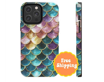 Personalised Initials Custom Hard Phone Case Ombre Mermaid Tail Fish ...