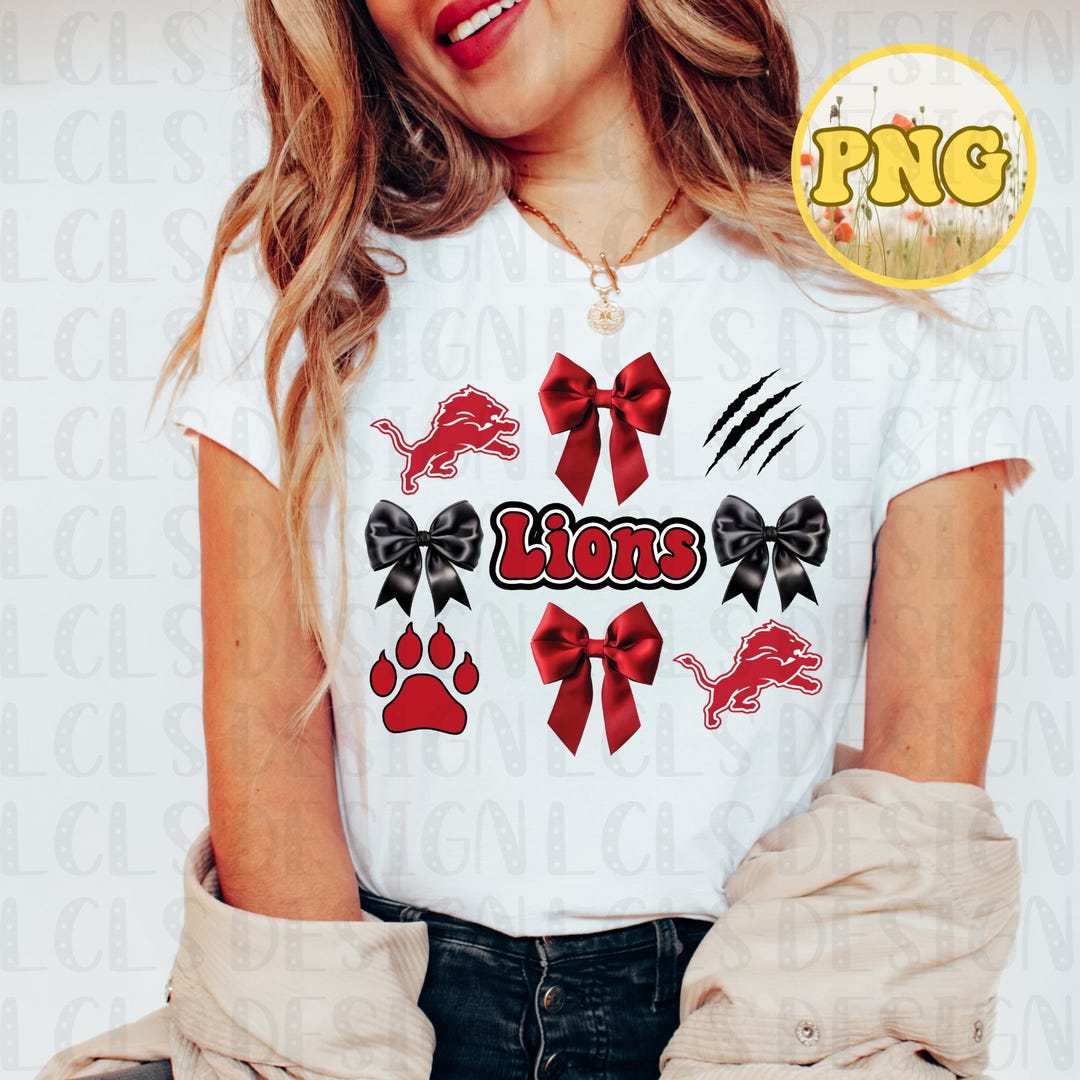 RED Lions Png, Custom Lions Png, Coquette Png, Coquette Bows Png ...