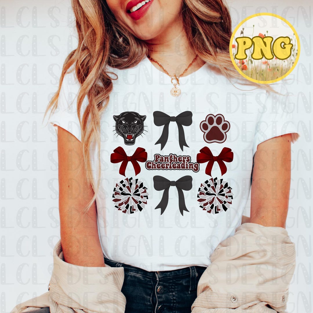 PANTHERS Cheer Png, Custom Panthers Png, Coquette Png, Coquette Bows ...