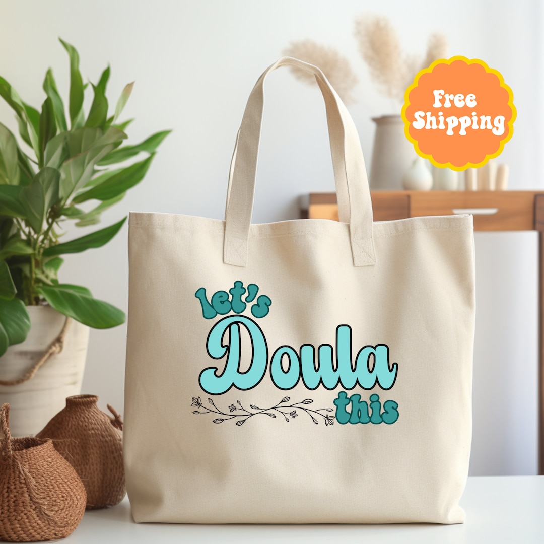 Lets Doula This Canvas Tote Doula Gifts Pregnancy Support Bag Cute ...