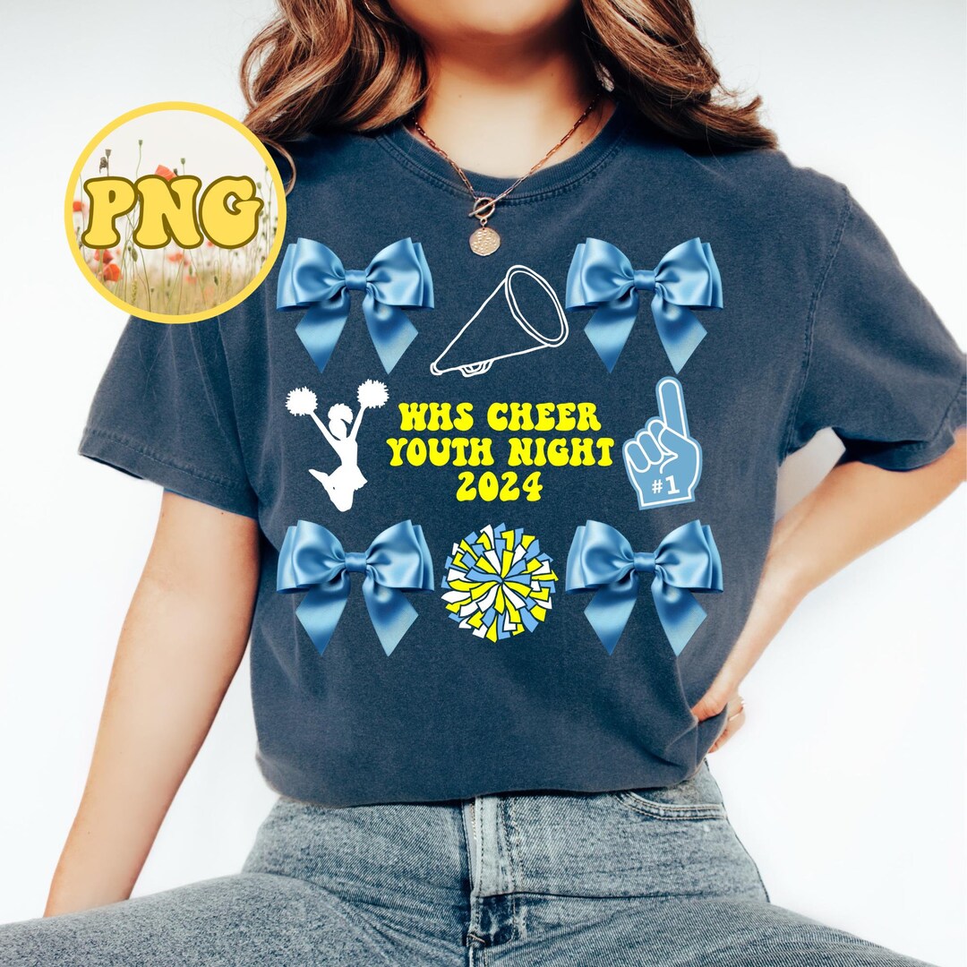 Custom Blue Yellow Cheer Coquette Png, Cheerleading Png, Cheerleader ...