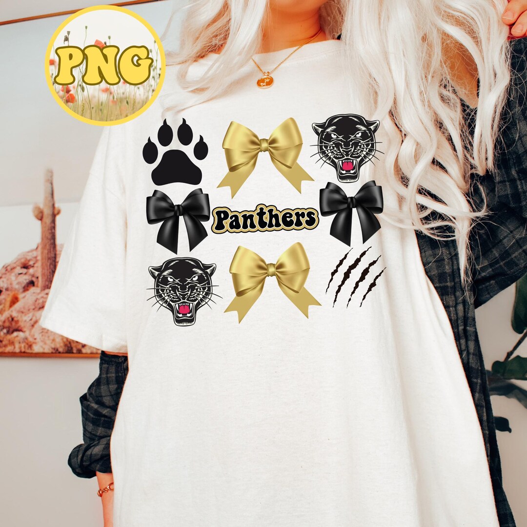 Gold PANTHERS Png, Custom Panthers Png, Coquette Png, Coquette Bows Png ...