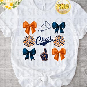 Navy Blue and Orange Cheer Coquette Png, Cheerleading Png, Cheerleader ...