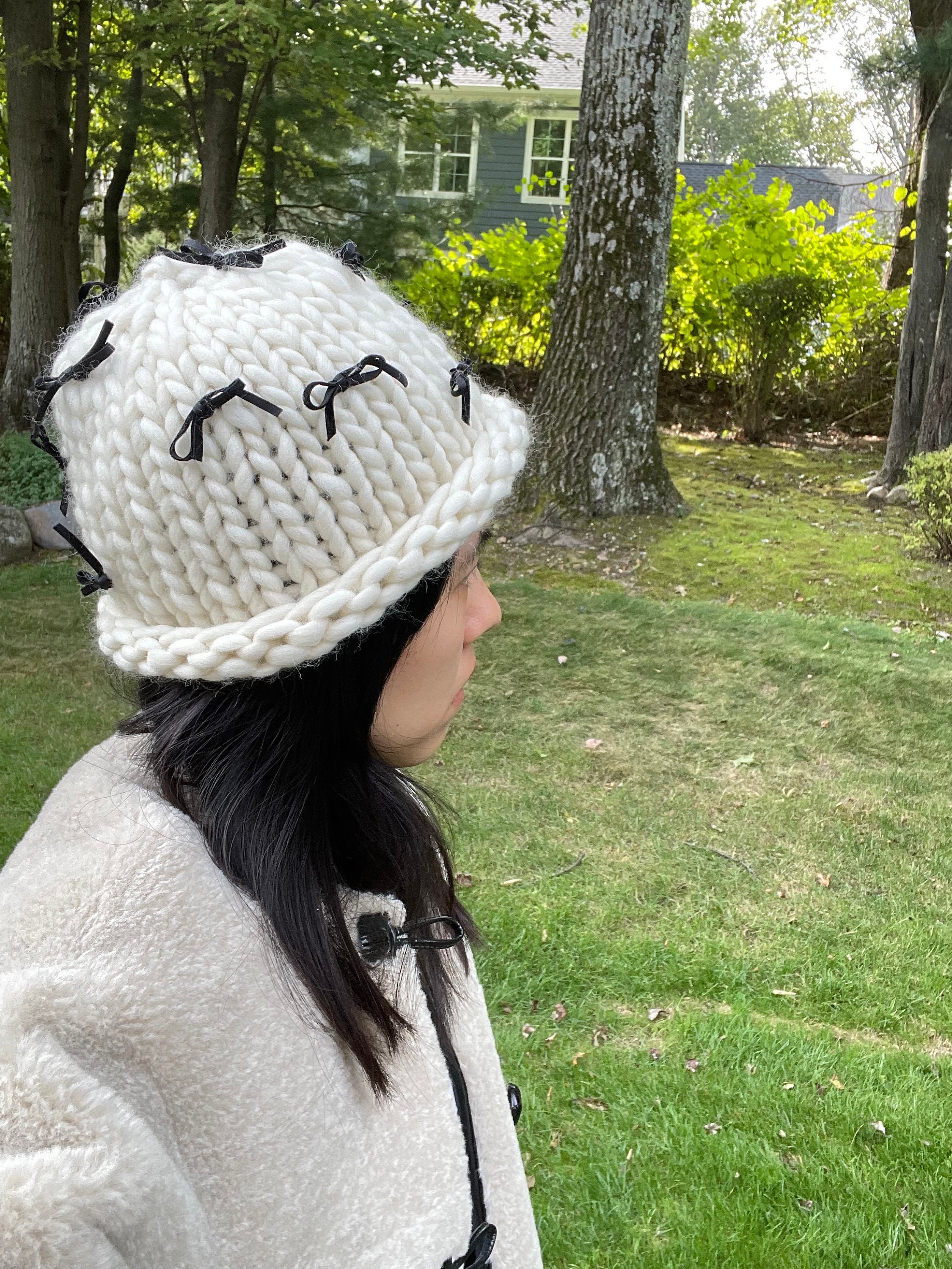 100% Wool, Wool and the Gang Yarn , Ribbon Beanie Hat for Woman ...